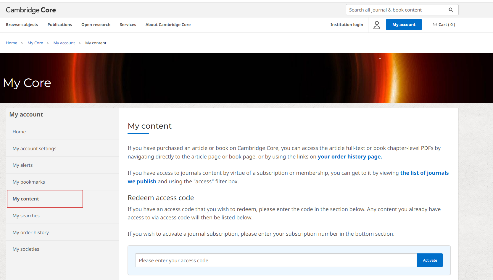 How do I redeem an access code? – Cambridge Core